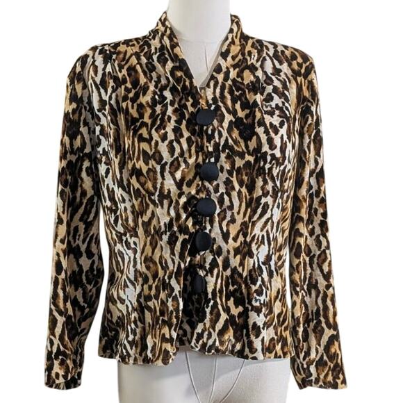 Vintage | Tops | 8s Velvet Cheetah Print Blazer Medium Vintage Animal ...